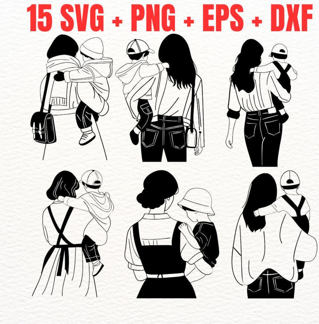 Mother and Son SVG - Heartwarming Mom Holding Child Clipart for Cricut ...