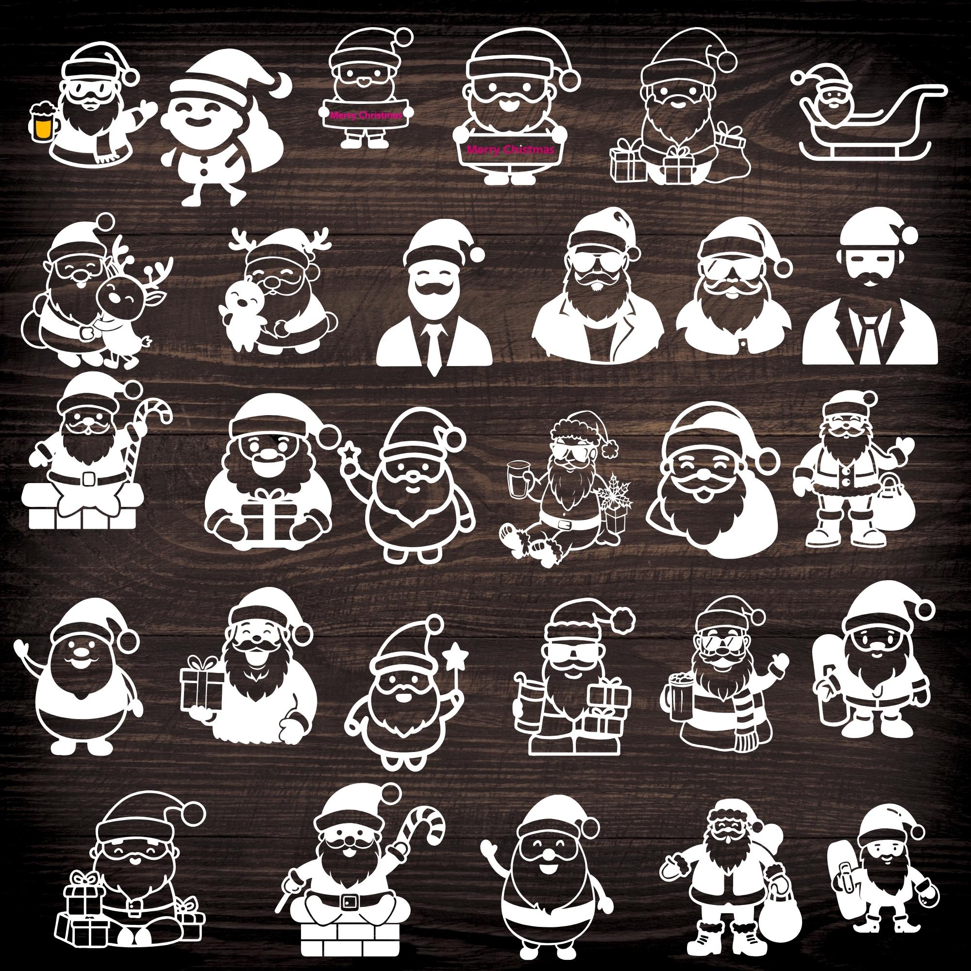 Santa Svg File , Santa Svg Png Design, Santa Claus Silhouette, Santa ...