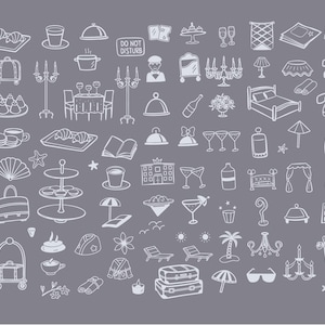 Luxury Hospitality Clipart , Hotel Aesthetic Line Art, Resort Travel ...