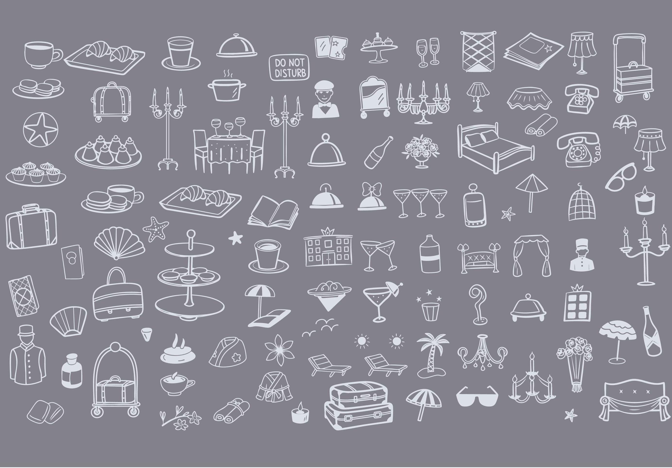 Luxury Hospitality Clipart , Hotel Aesthetic Line Art, Resort Travel ...
