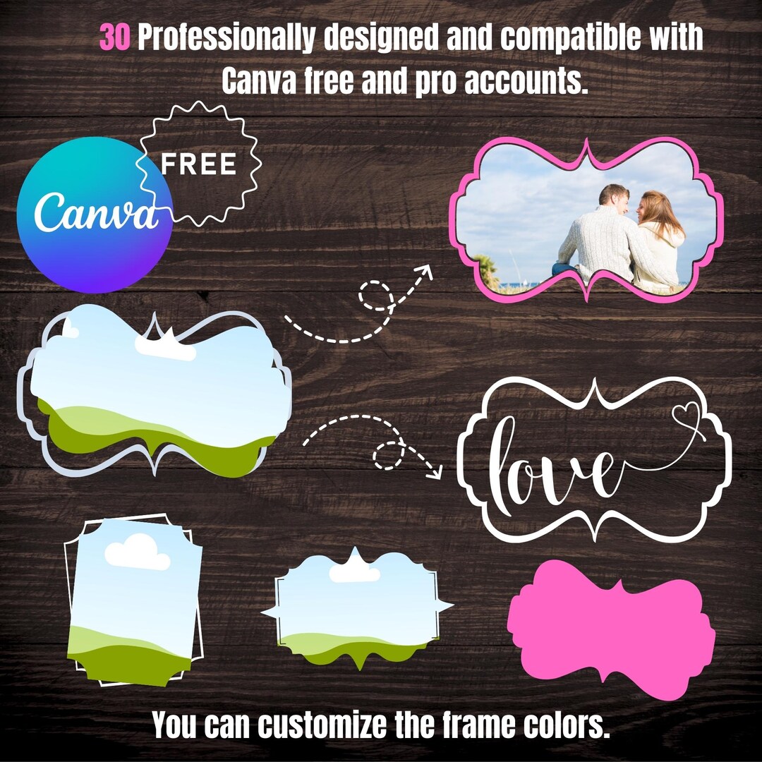 30 modèles de cadres photo personnalisables pour Canva, glisser-déposer ...