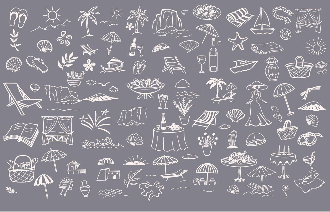 Beach Vacation SVG PNG, Summer Vibes Clipart , Hand Drawn Tropical ...