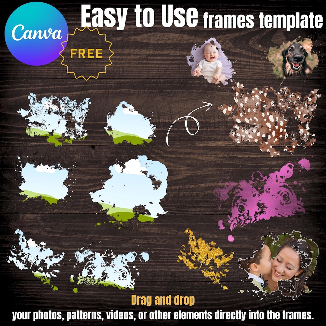Brush Stroke Canva Frames, Bleach Effect Distressed Torn Edge Canva ...
