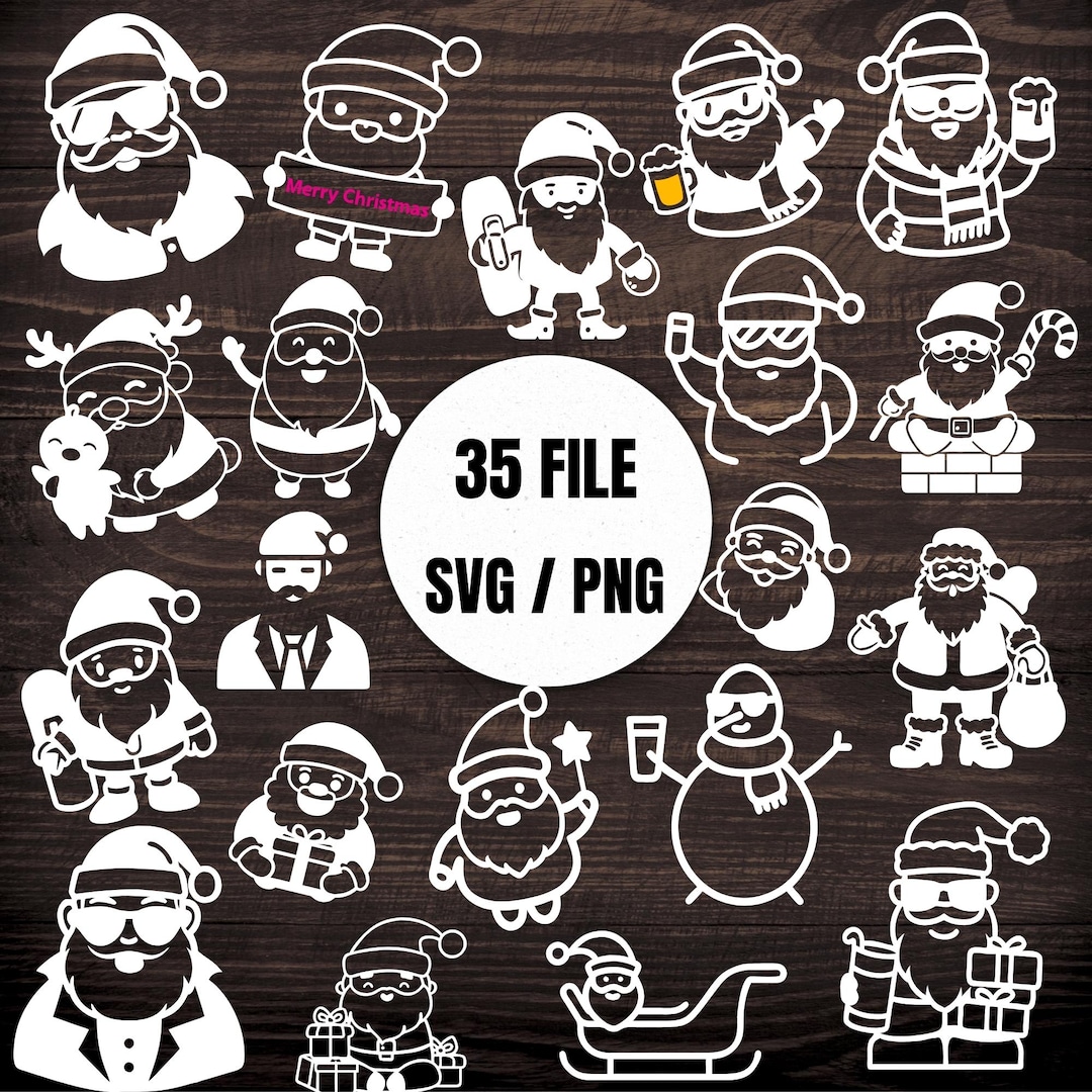 Santa Svg File , Santa Svg Png Design, Santa Claus Silhouette, Santa ...