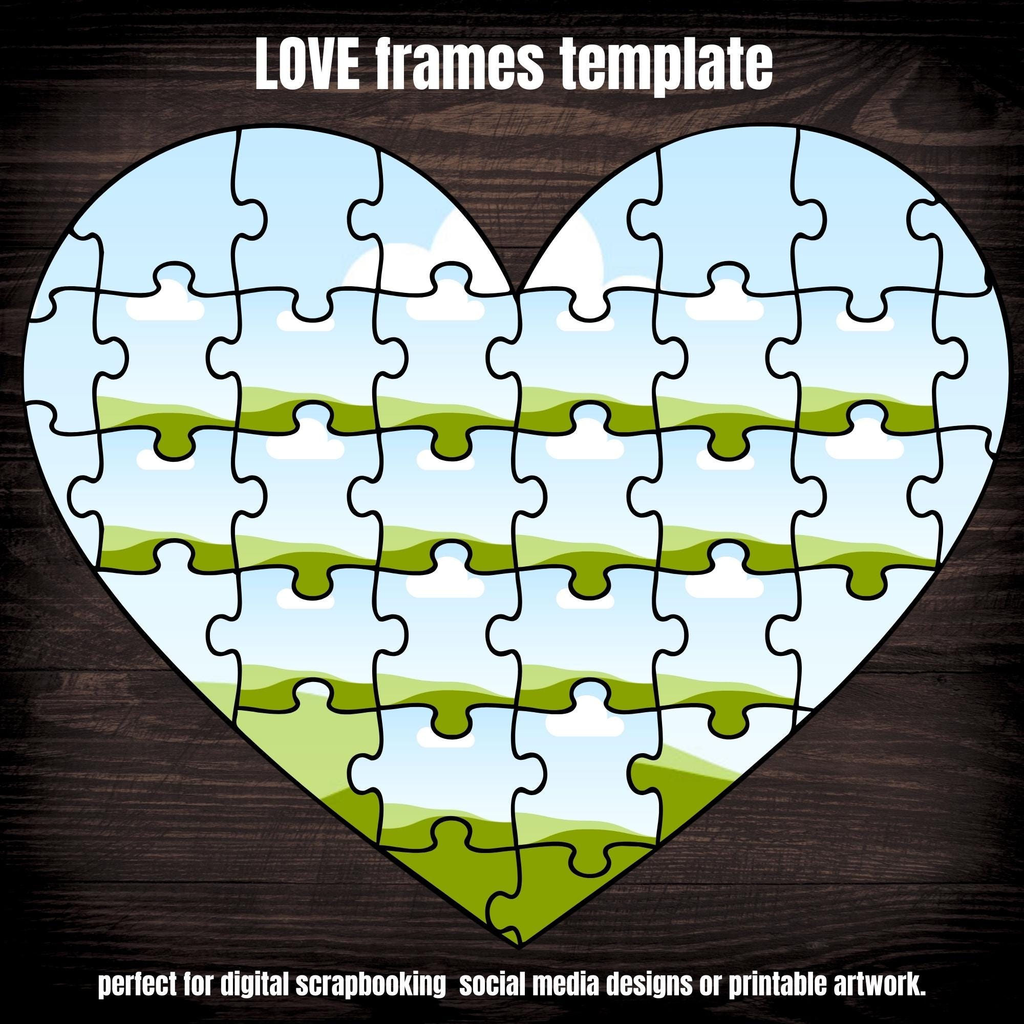 Puzzle Design on CANVA Frame , Valentine Canva Frames Template , Heart ...