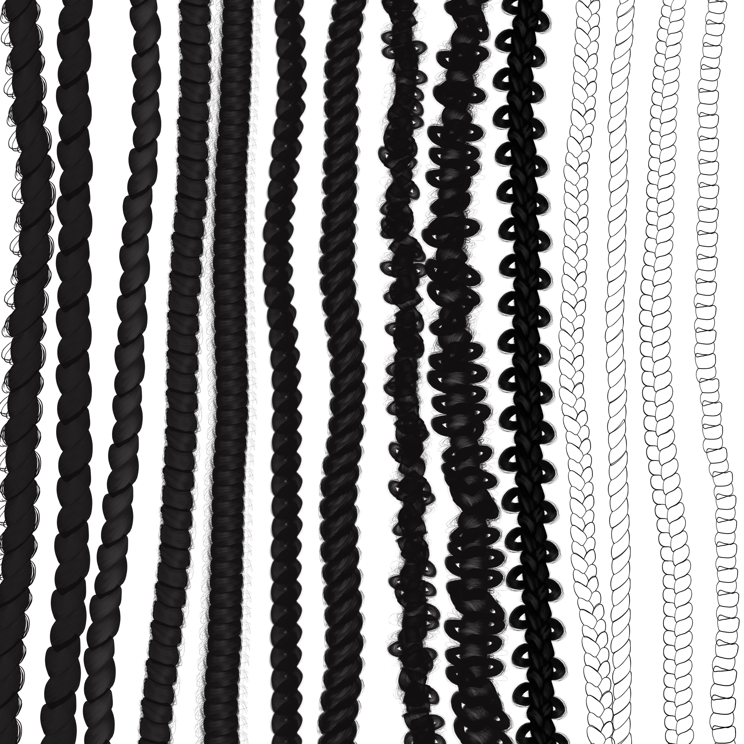 42 Braids Locs Twists Curls Coils & Waves Combo Pack for Sketchbook App ...