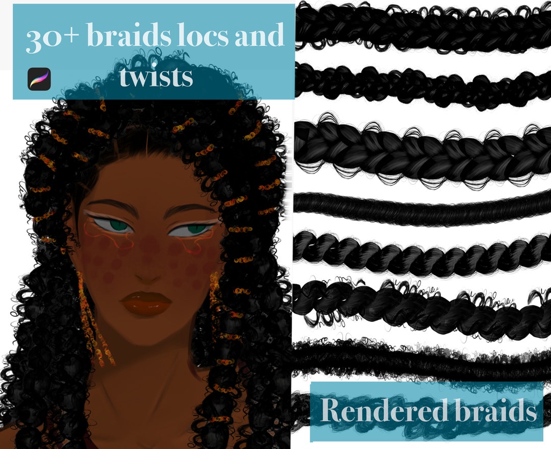 30 Braid Locs and Twist Brushes for Procreate L Natural - Etsy