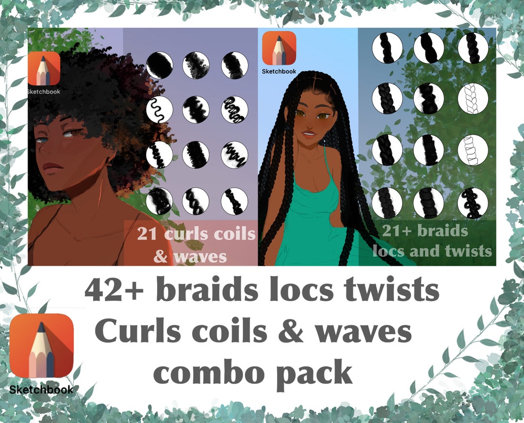 42+ Braids Locs Twists Curls Coils & Waves Combo Pack for Sketchbook ...