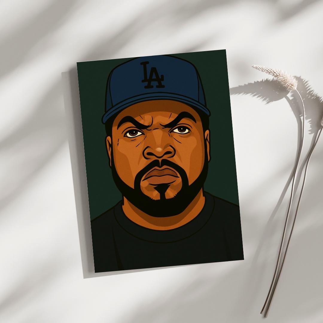 Ice Cube Digital Art Print | Cartoon Style Rap Wall Art | West Coast ...
