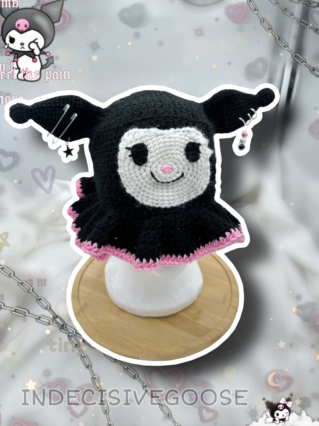 Kuromi Inspired Bespoke Character Crochet Bucket Hat, Animal ...