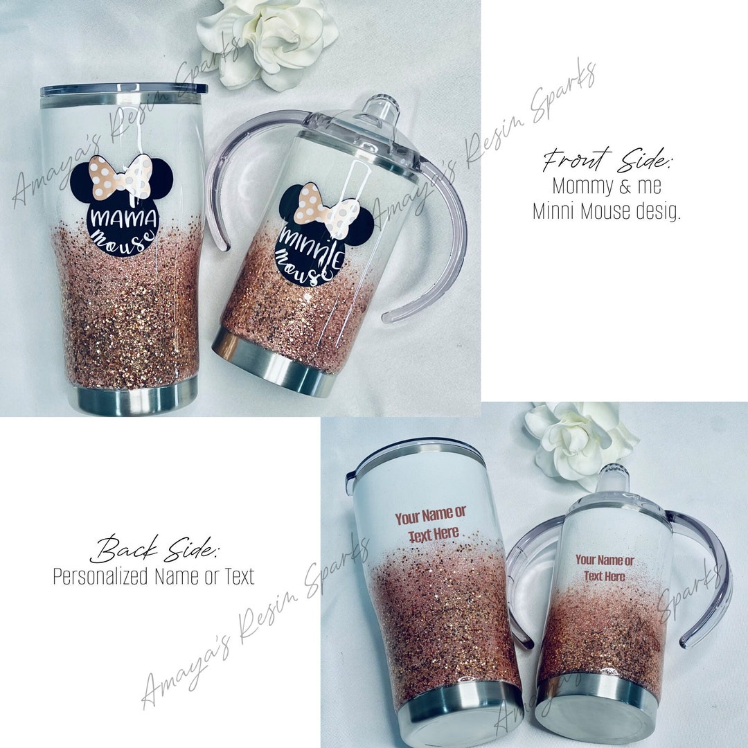 Mommy And Me Glitter Tumbler Set Mom Daughter Tumbler Mama Mouse
