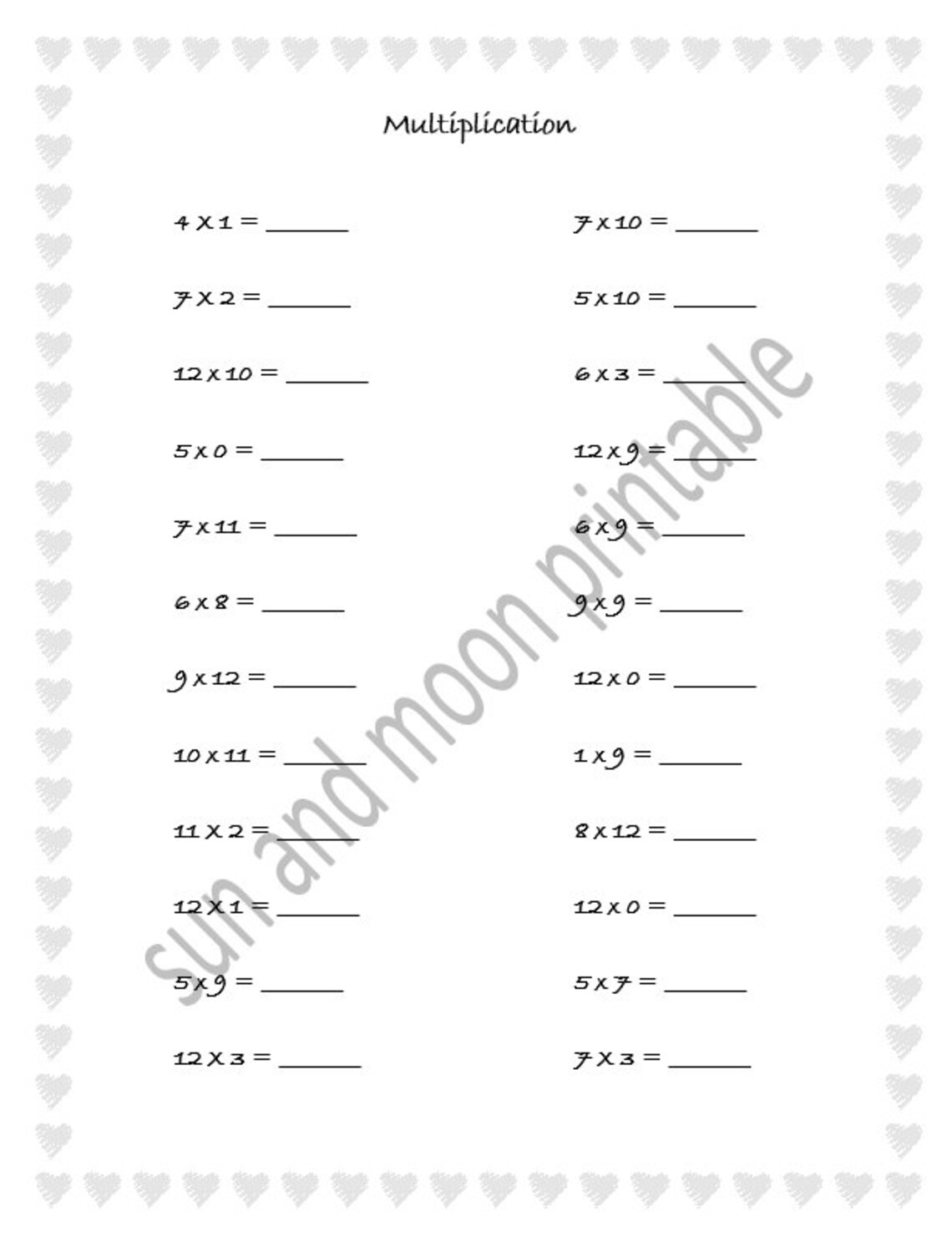 Multiplication Worksheet 20 Printable Pages, 480 Exercises, for ...