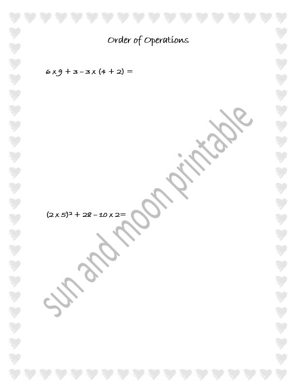 Order of Operations Worksheet 20 Printable Pages, 40 Exercises, for ...