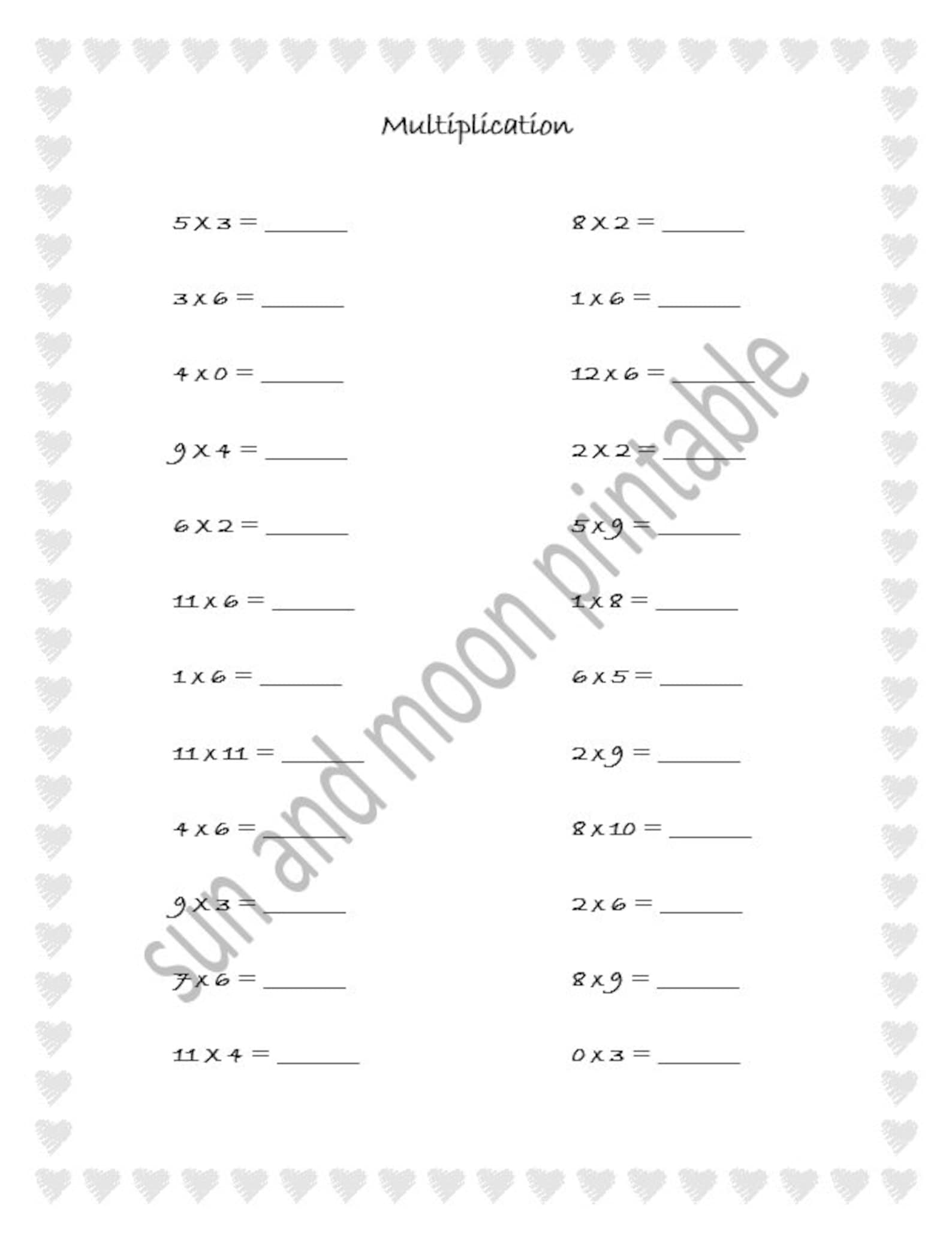 Multiplication Worksheet 20 Printable Pages, 480 Exercises, for ...