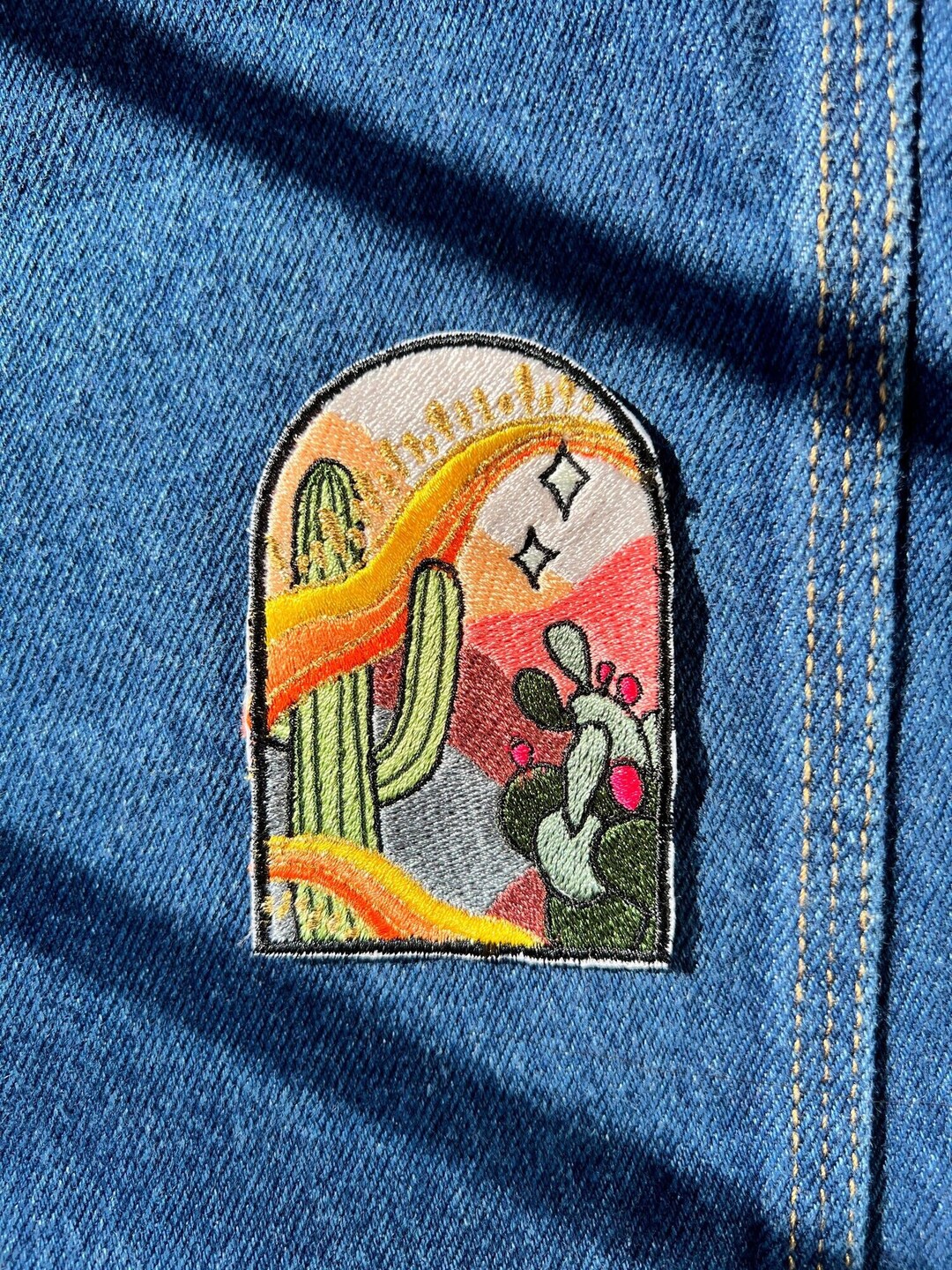 Iron-on Embroidered Desert Patch - Etsy