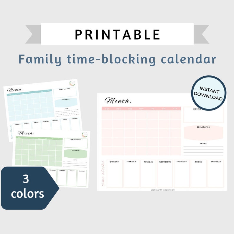 Family Time-blocking Calendar Instant Download - Etsy