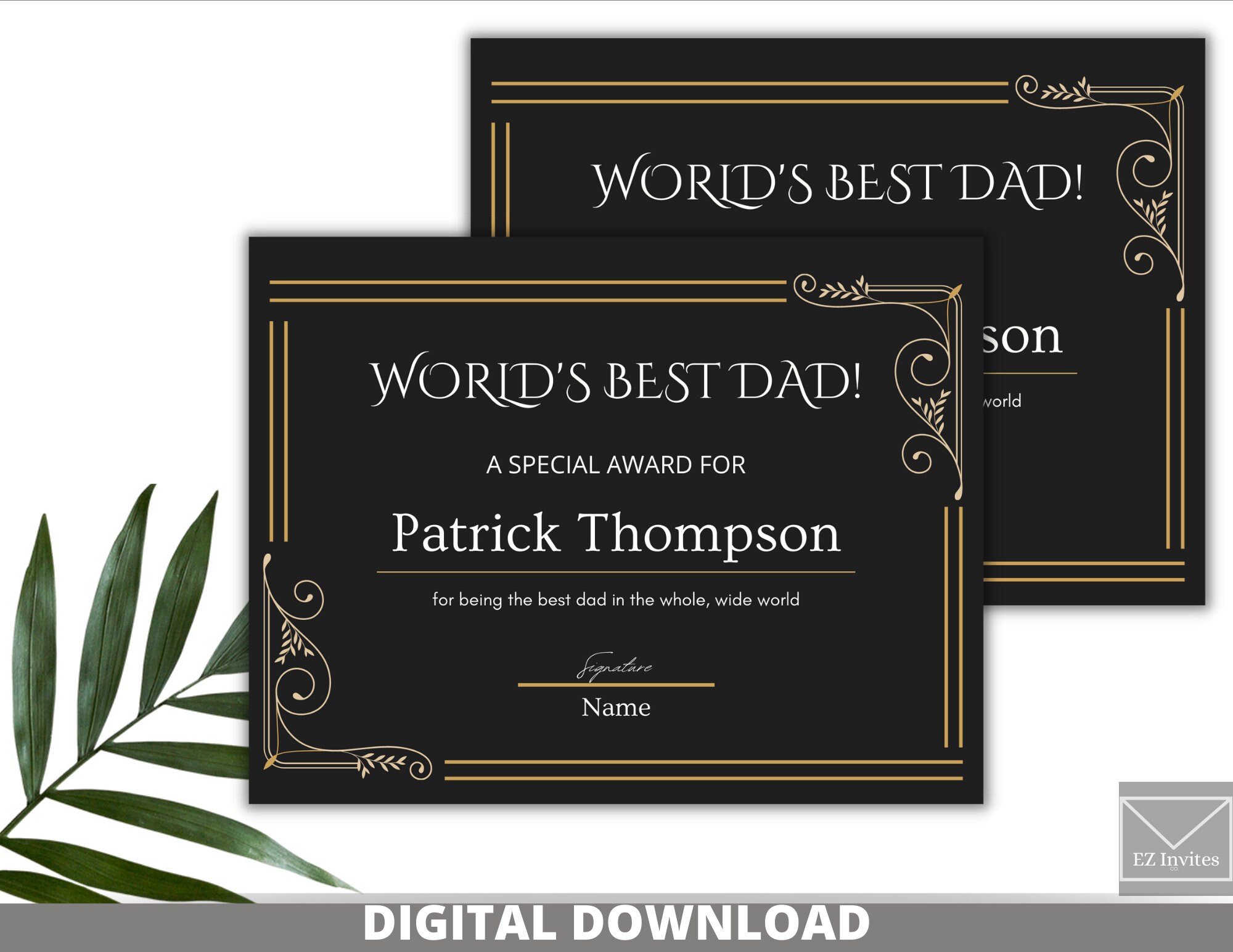 DIY Certificate for Dad Fathers Day Gift for Dad Simple - Etsy