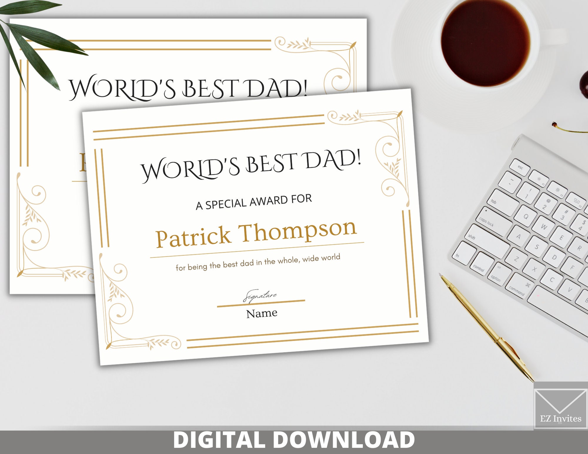 DIY Certificate for Dad Fathers Day Gift for Dad Simple - Etsy