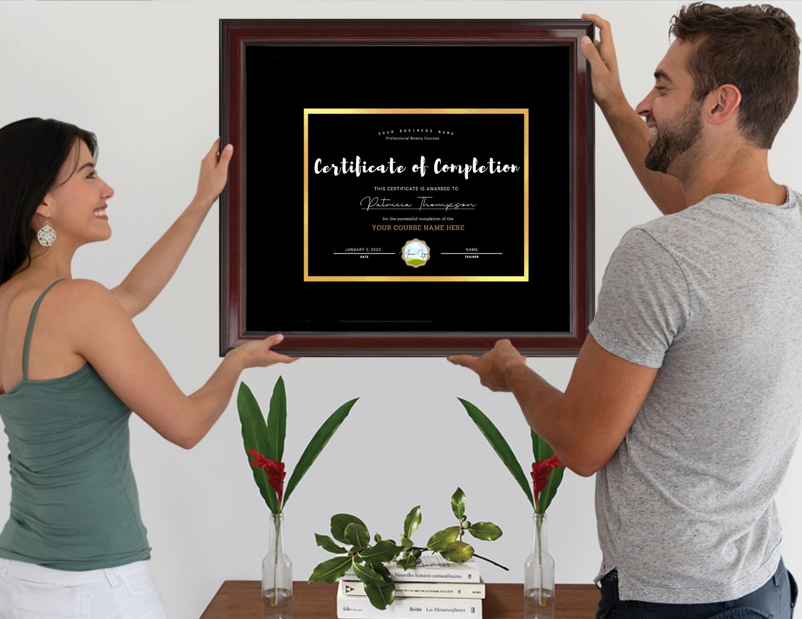 DIY Certificate of Completion, Simple Template, Bundle, Gold Black ...