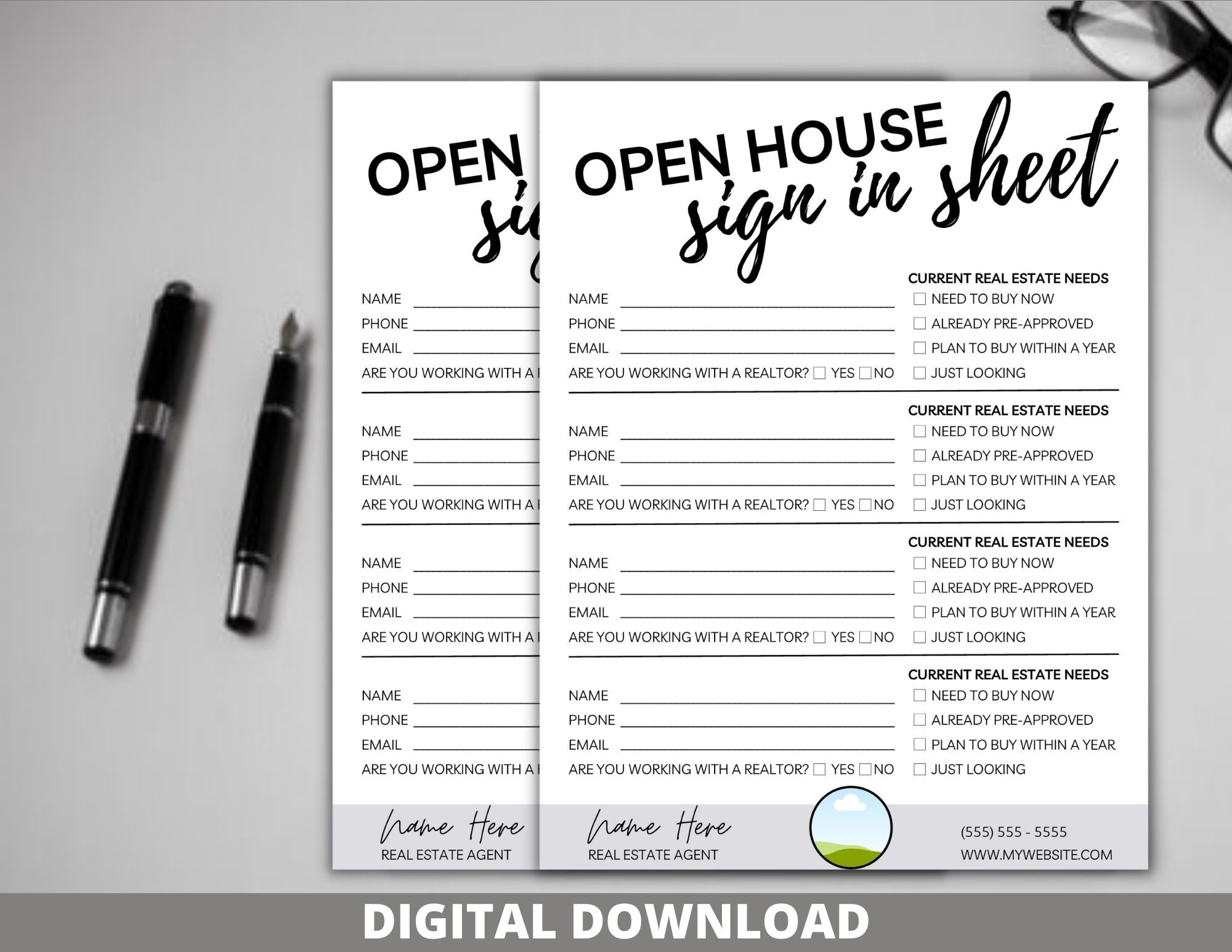 Open House Sign-in Sheet | Editable Canva Template for Real Estate ...