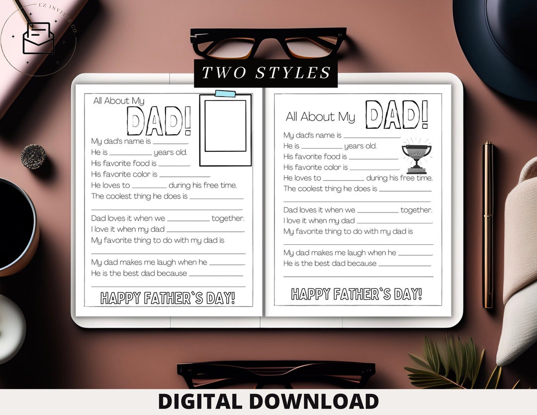 Father’s Day Printable Activity Page for Kids – All About Dad Gift ...