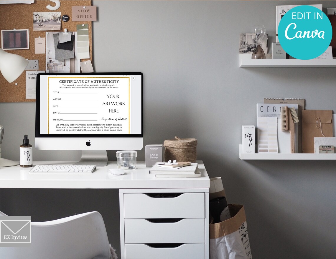 Gold Certificate of Authenticity Template: Artist DIY Canva (digital ...