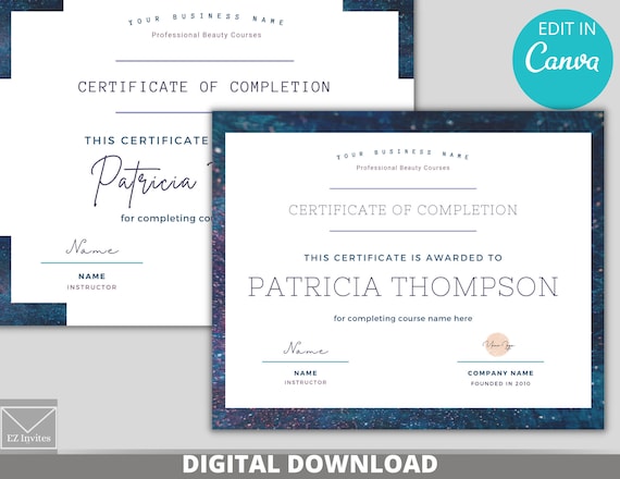 DIY Certificate of Completion Simple Template Bundle | Etsy
