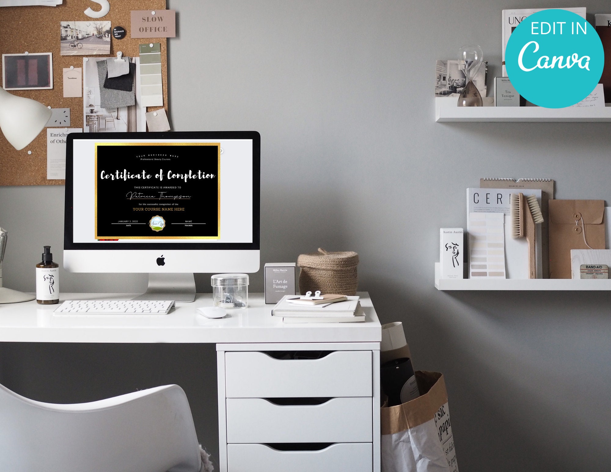 DIY Certificate of Completion, Simple Template, Bundle, Gold Black ...