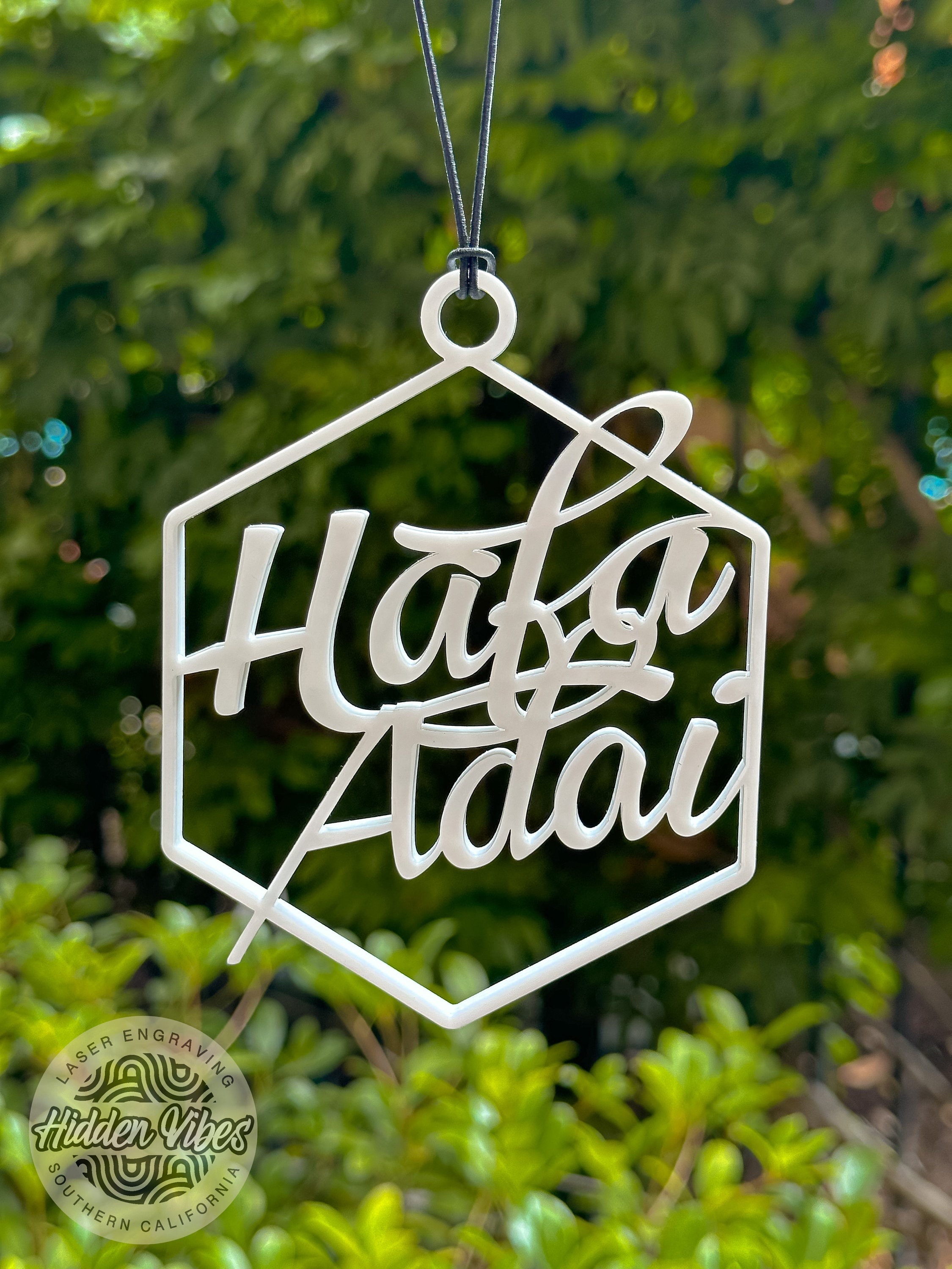 Guam Ornament White Acrylic Guam Car Charms Hafa Adai Car Ornaments Car ...