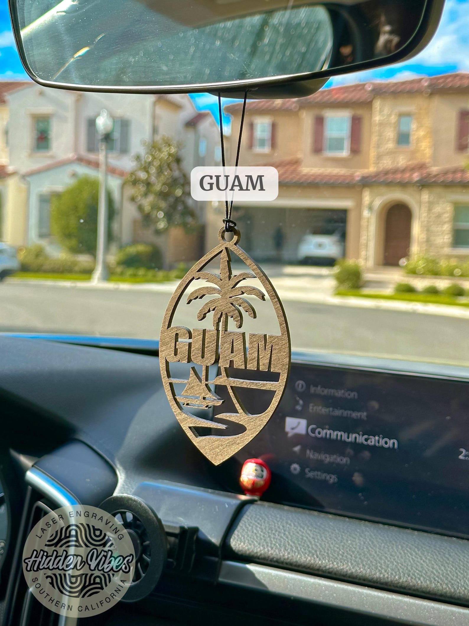 Walnut Wood Guam Ornament | Guam Wood Car Charm | Guam Rear View Decor ...