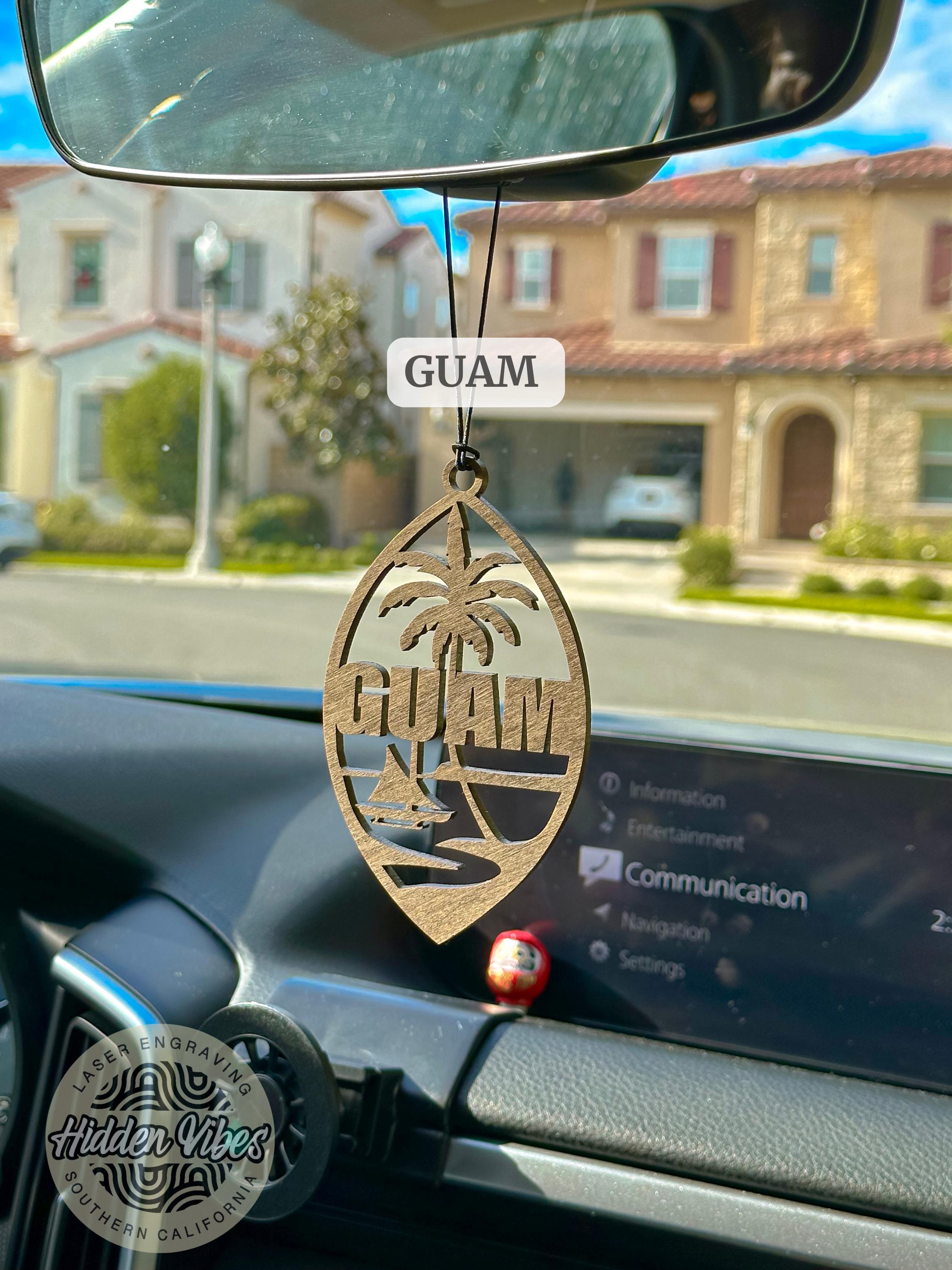 Walnut Wood Guam Ornament | Guam Wood Car Charm | Guam Rear View Decor ...