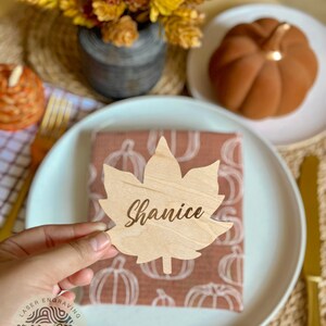 Thanksgiving Fall Leaf Table Name Tags | Holiday Table Tags | Fall Leaf ...