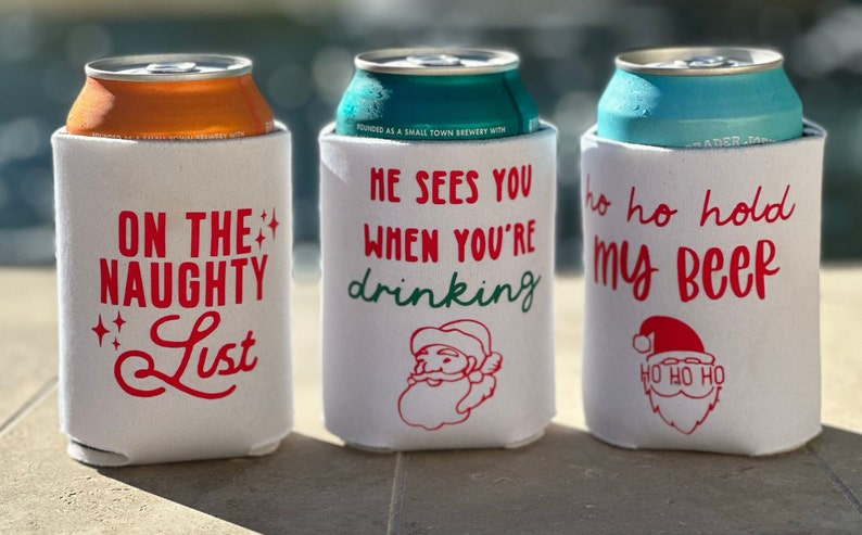 Custom Holiday Can Cooler / Stocking Stuffer / Party Favor / Funny ...
