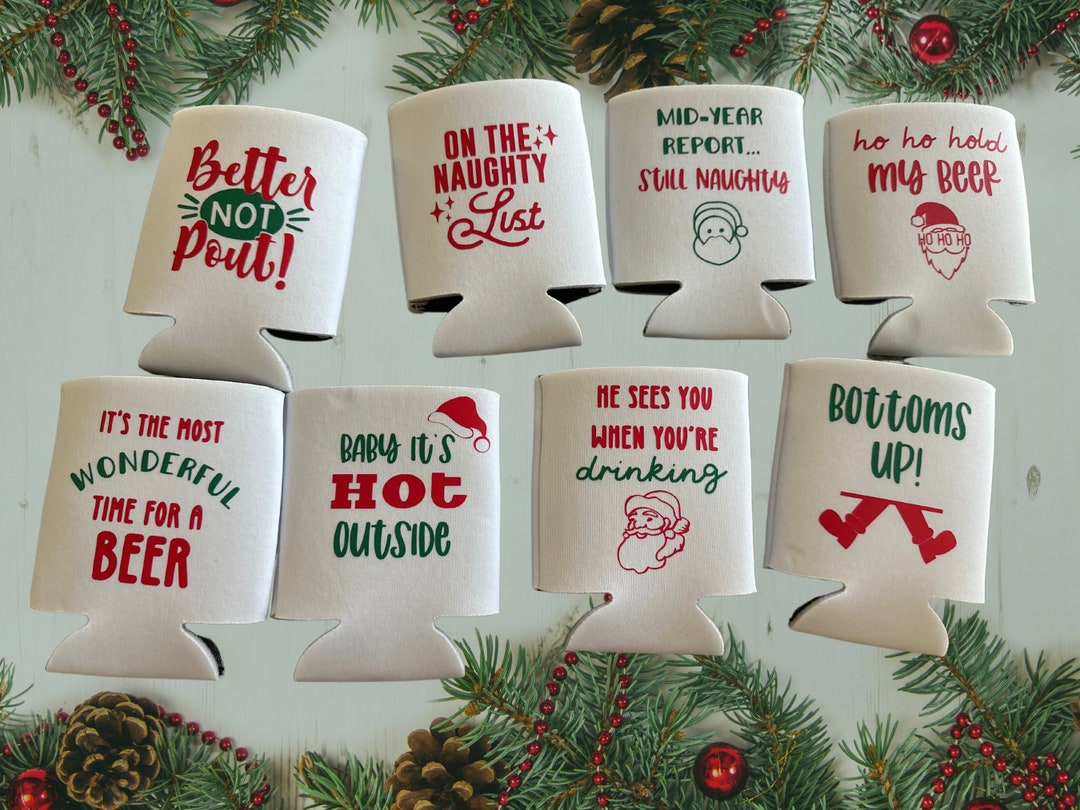 Custom Holiday Can Cooler // Stocking Stuffer // Party Favor // Funny ...