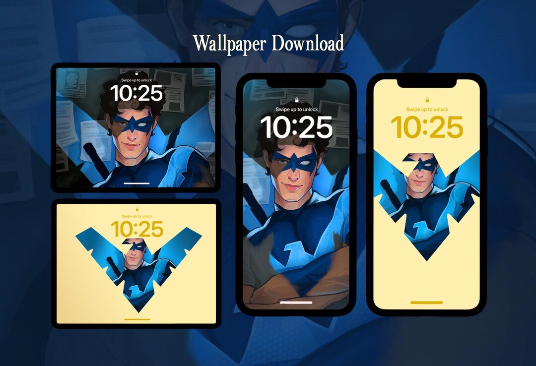 Nightwing Wallpaper DIGITAL Download - 2 Color Versions - Etsy