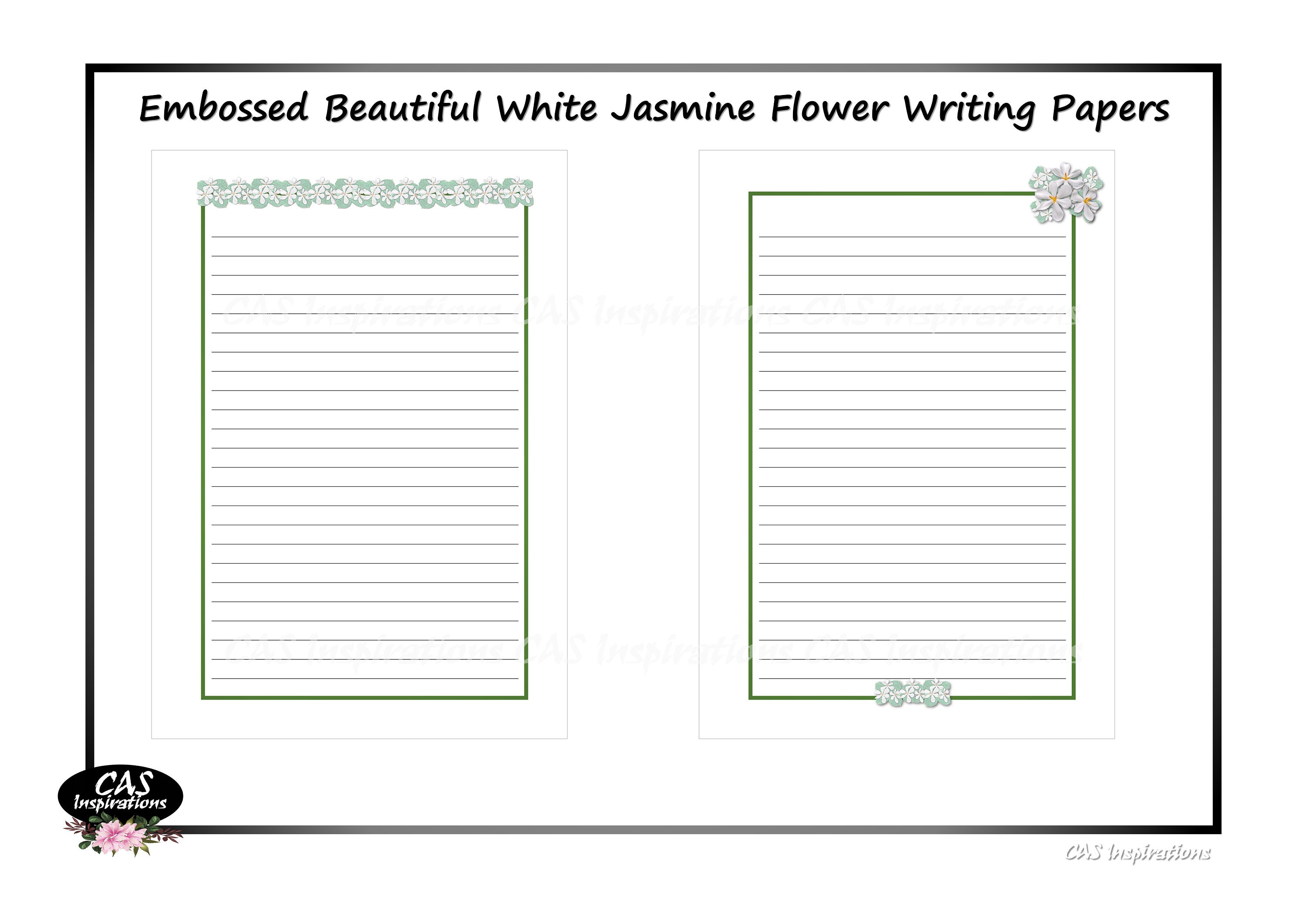 Jasmine Flower Embossed Writing Paper - Printable Stationery (digital ...
