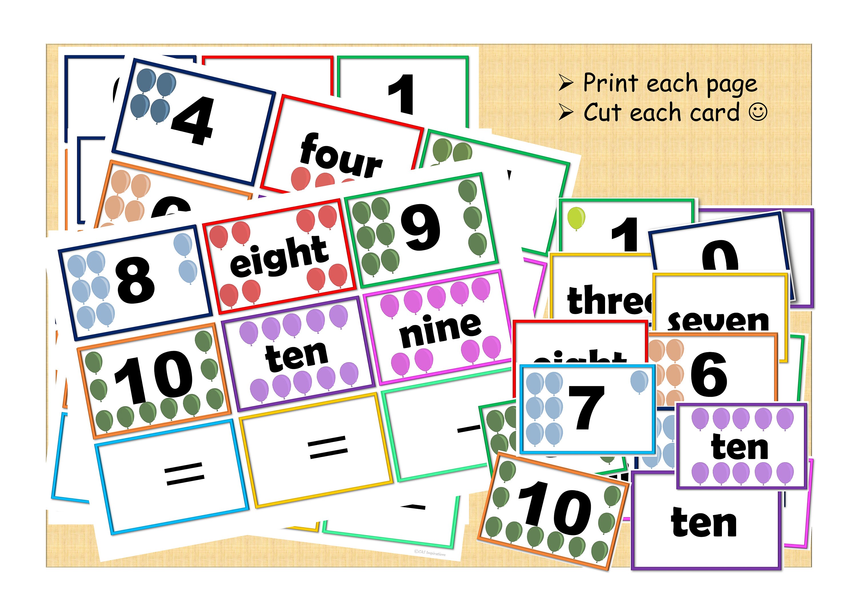 Kindy Maths – Numbers and Words 1 to 10 Cards - Numbers 1 to 100 Poster ...