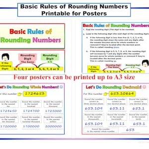 Classroom Wall Design ~ Rounding Numbers Poster and Mini Notes - Etsy