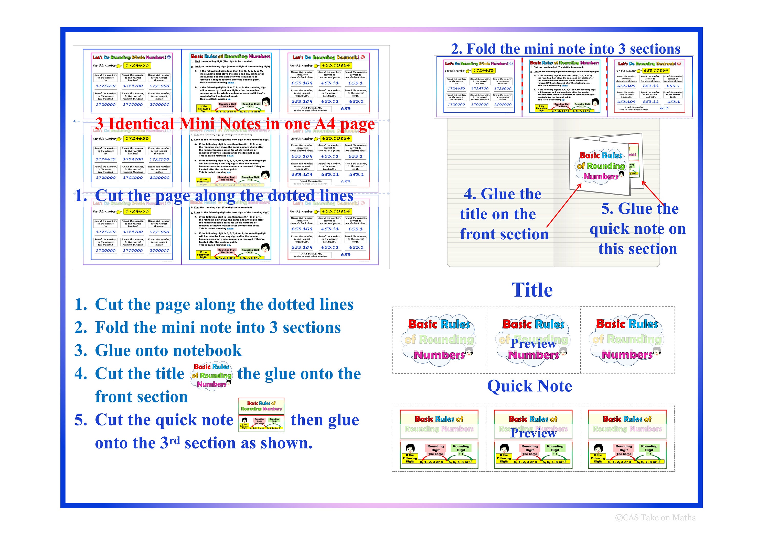 Classroom Wall Design ~ Rounding Numbers Poster and Mini Notes - Etsy