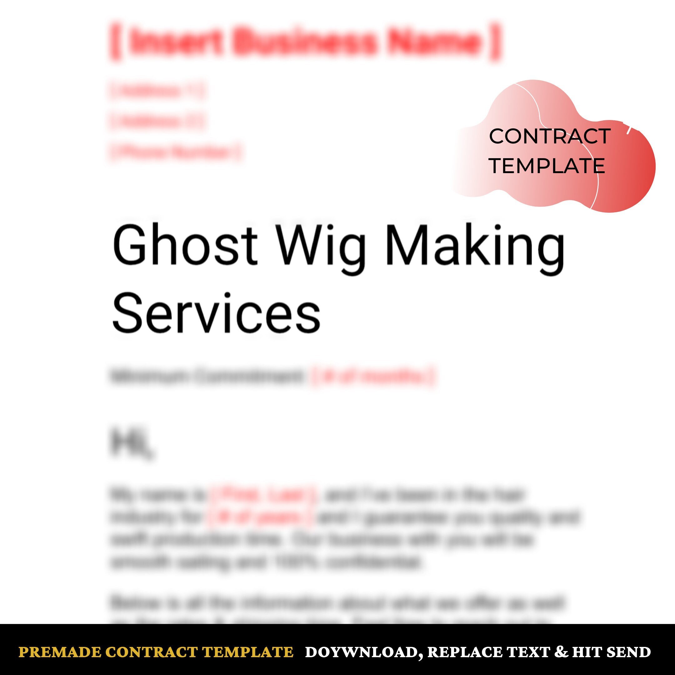Ghost Wig Making Contract Template - Etsy