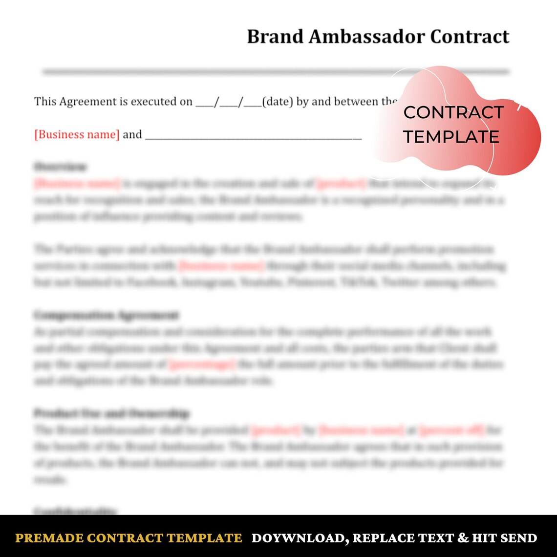 Brand Ambassador Contract Template | Etsy