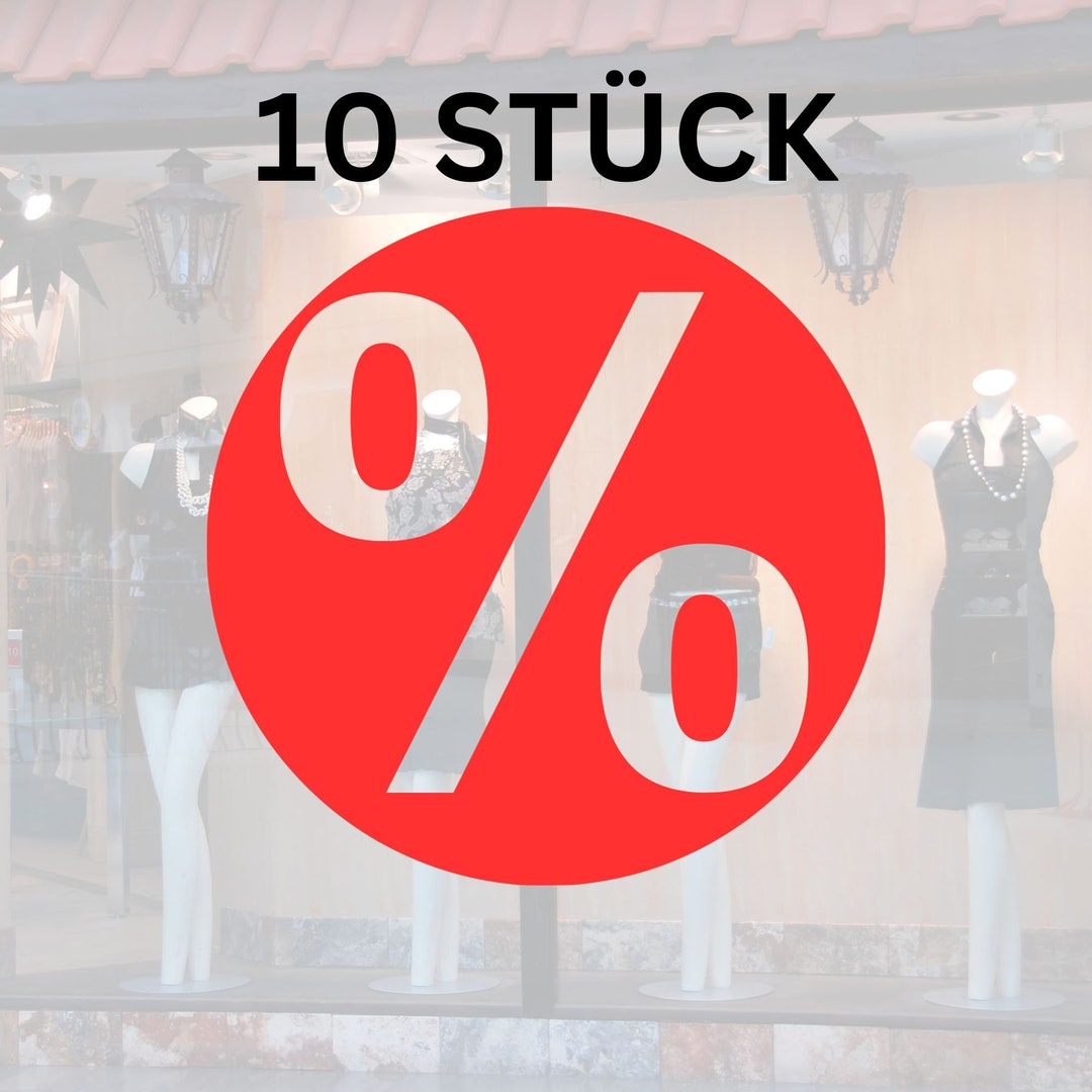 Vinyl % Percentage Stickers Advertising Shop Window Set of 10 Stickers ...