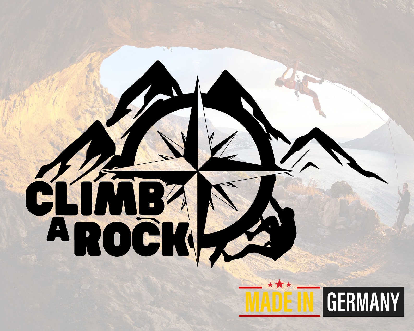 Vinyl Decal Climb a Rock | Mountain Silhouette & Compass | Gift for ...