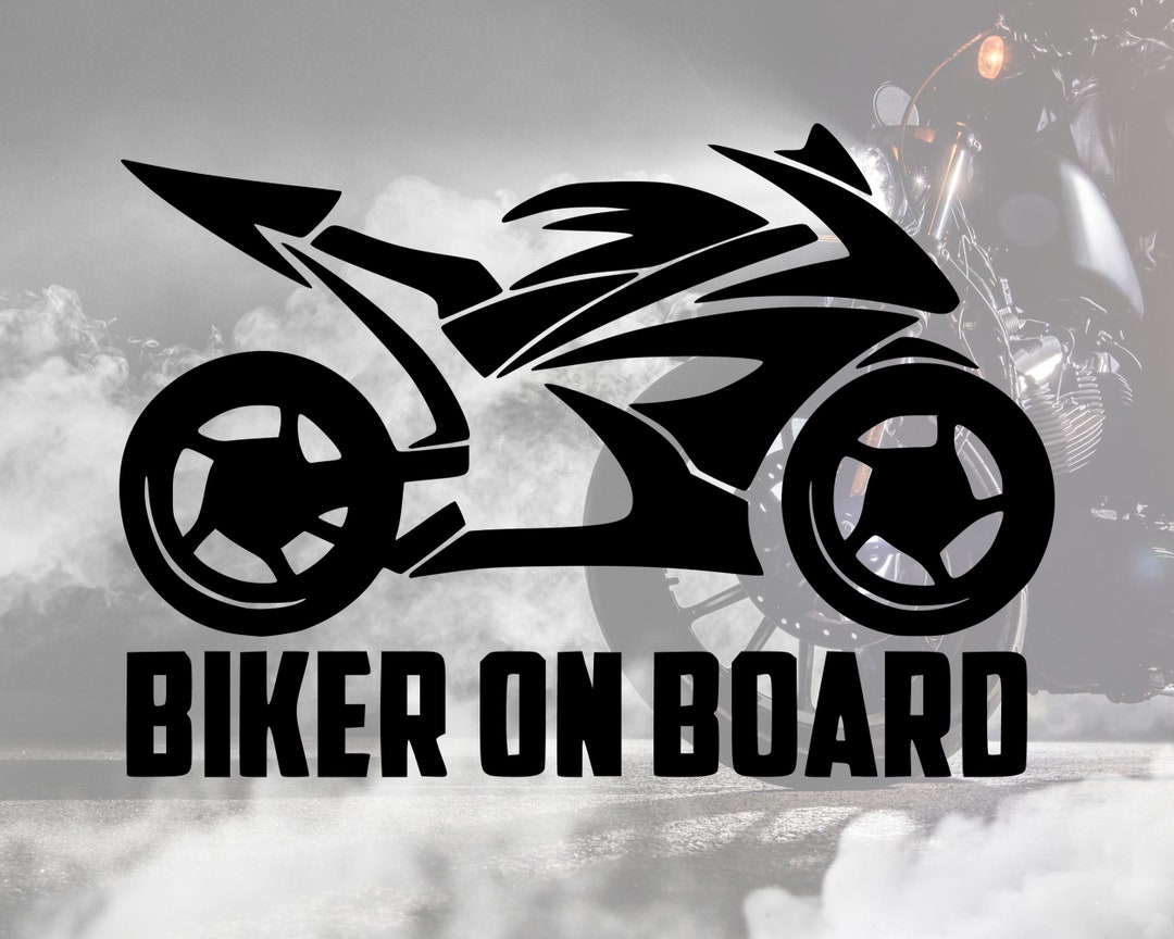 Vinyl Sticker Car Biker on Board - Etsy