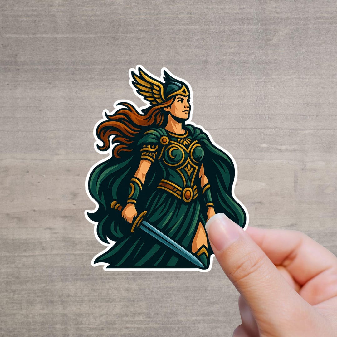 Valkyrie Sticker – Valkyrie With Sword & Winged Helmet | Nordic ...