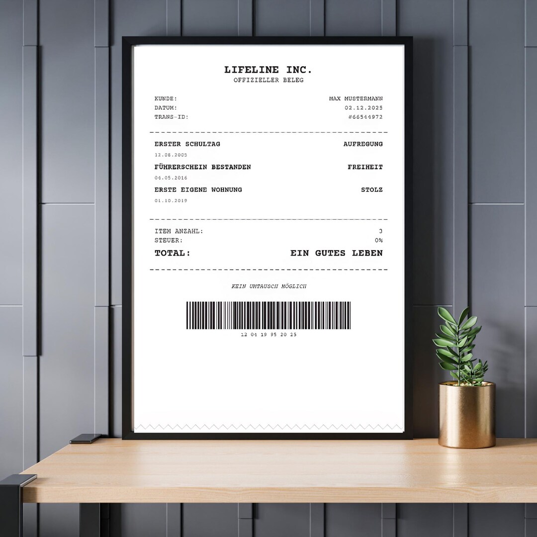 Personalized Digital Receipt Poster (A4 PDF) – Fun Birthday Gift ...