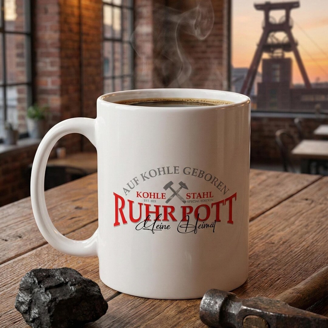Ruhr Area Mug "born on Coal" | Miner's Gift Coffee Mug | Coal Mine ...