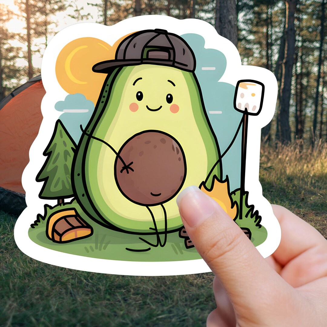 Sticker Camping Avocado Weatherproof Outdoor and Laptop Sticker Vinyl ...