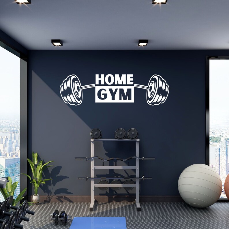 Home Gym SVG File Fitness Motif With Dumbbell for Training Room Plotter ...