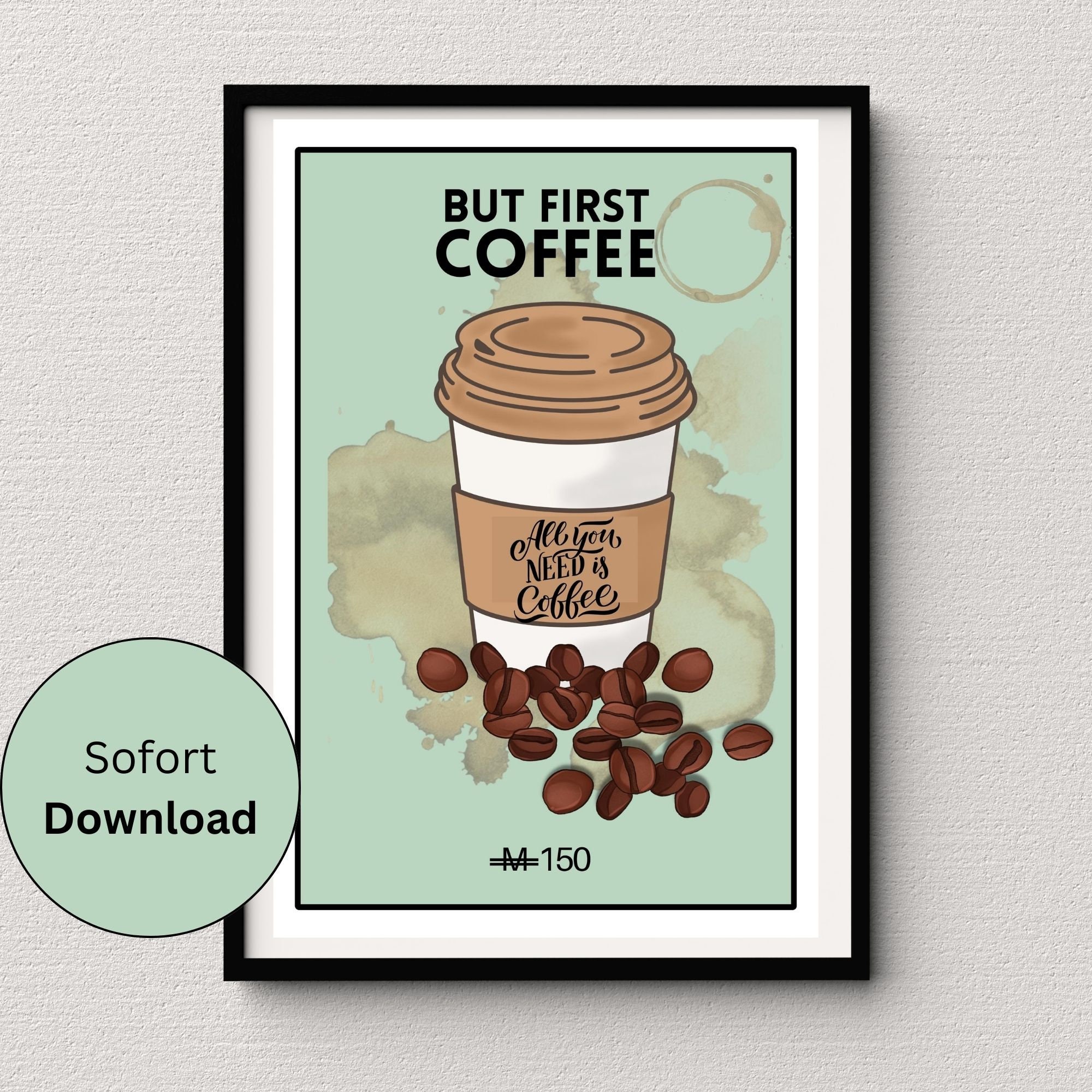 But First Coffee Print Instant Download Print Kitchen - Etsy